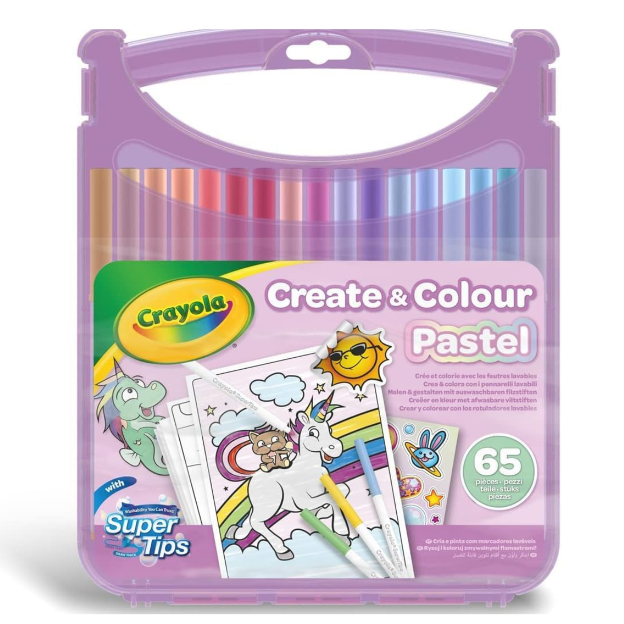 Crayola pastel valigetta rosa – set 65 pezzi con pennarelli lavabili ...